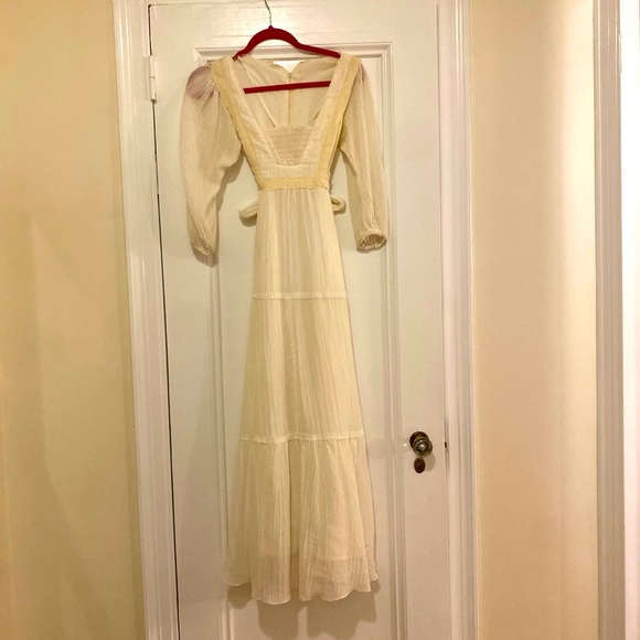 Dresses | Vintage 197s Cottage Core Maxi Cotton Dress W Selftying ...